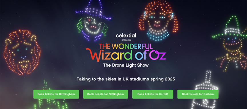 Oz Takes to the Skies in UK Drone Light Show - International Wizard of ...
